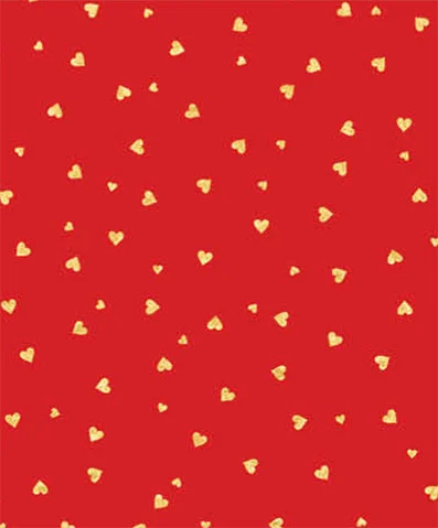 24 in x 417 ft, Wedding Wrapping Paper, Gold Red Hearts - Action Bags