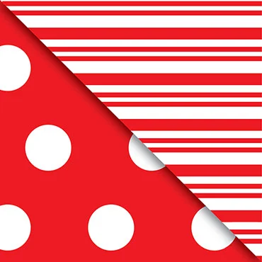 30 in x 208 ft, Double Sided Wrapping Paper, Red Dot Stripe - Action Bags