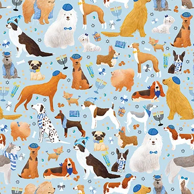 30 in x 208 ft, Holiday Wrapping Paper, Yamaka Dog - Action Bags