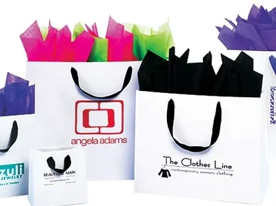 20 x 6 x 16, Fancy Ribbon Handle White Euro Totes, Millennium Blue ...